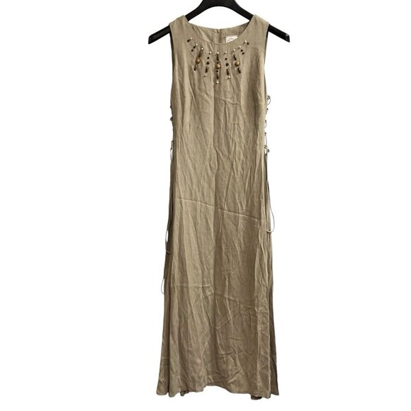 Gantos | Dresses | Vintage Gantos Maxi Dress 4 Gray Beaded Side Lace Up ...